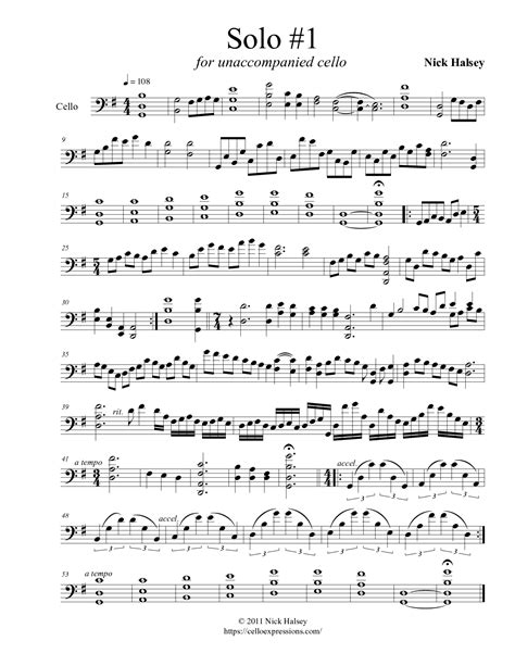 Solo 1 For Unaccompanied Cello Cello Expressions Sheet Music Library