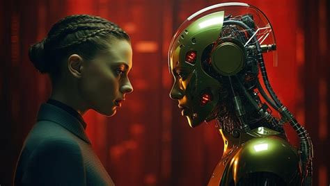 Premium Photo Robots A Face Of Man And Woman In The Style Of Light