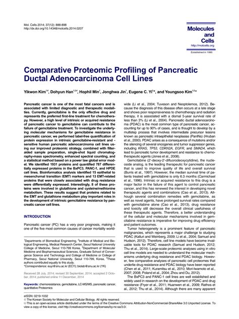 Pdf Comparative Proteomic Profiling Of Pancreatic Ductal