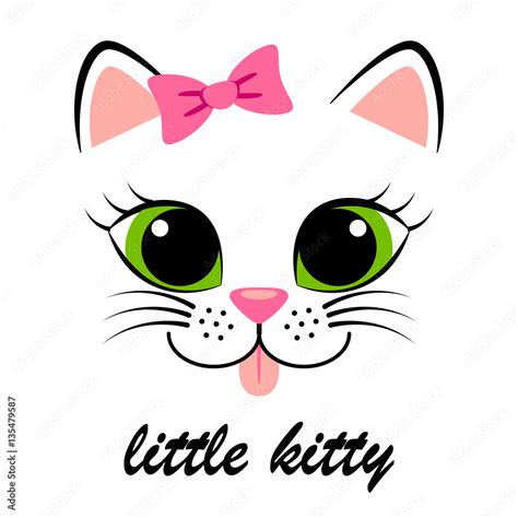 Cute White Kitten With Pink Bow Girlish Print With Kitty For T Shirt
