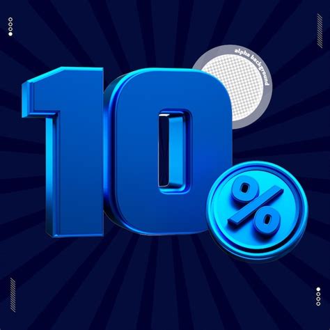 Premium PSD 3d Render Number 10 Percentage Font Blue