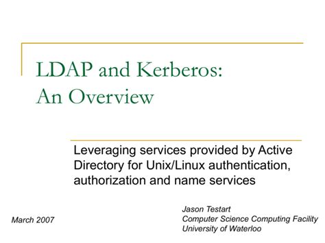 Ldap And Kerberos 5 An Overview