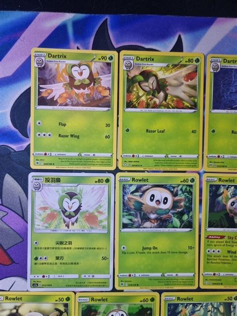 Pokemon Card Rowlet Dartrix Decidueye Evolution Line Bundle Common Rare