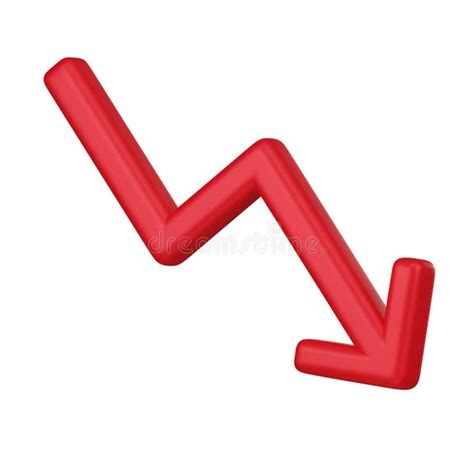 3d Red Downward Trend Arrow Icon Stock Image Illustration Of Depreciation Arrow 304767831