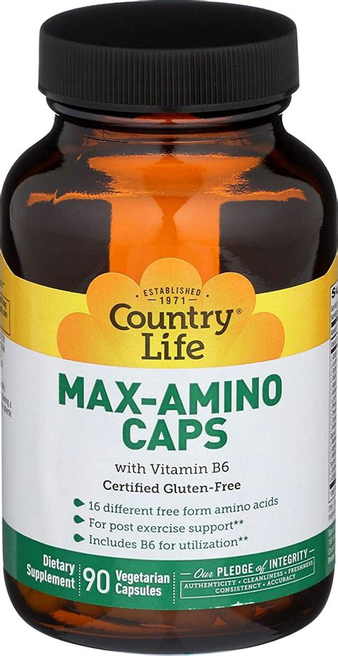 Country Life Max-Amino with B6, Amino Acid Supplement, 90 Vegetarian ...