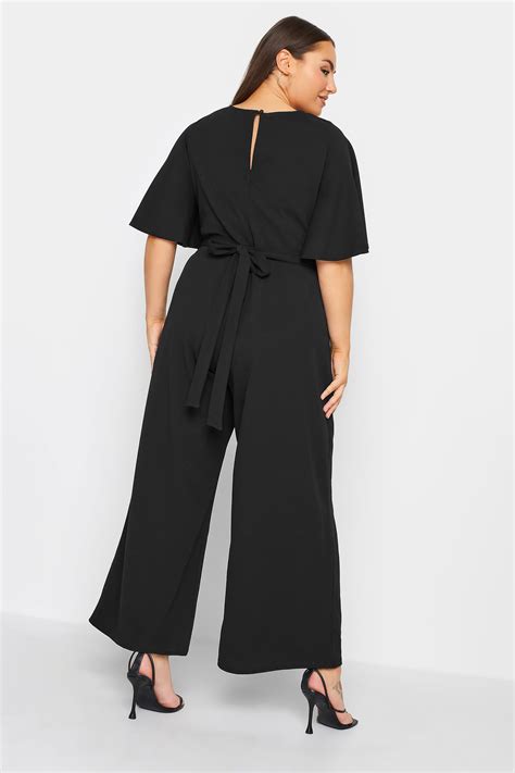Yours London Plus Size Black Buckle Detail Wrap Jumpsuit Yours Clothing