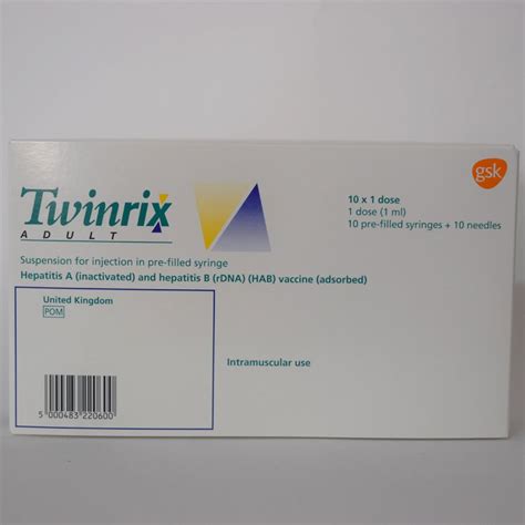 Twinrix Adult Pre Filled Syringe Vaccine 1ml 10 Ashtons