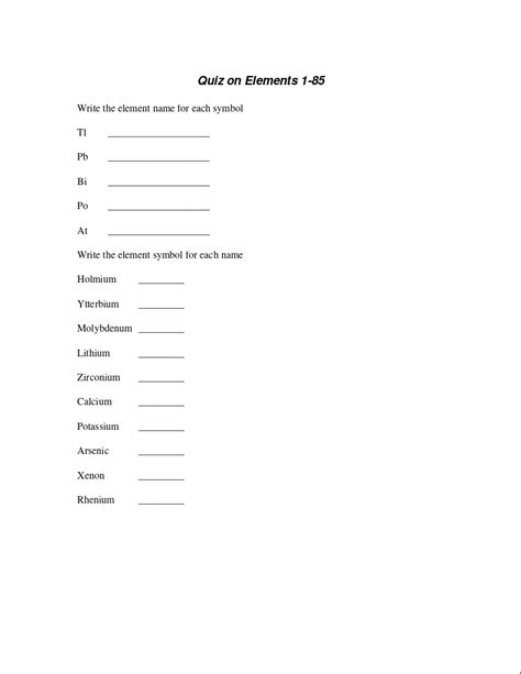 Periodic Table Quiz Worksheet 31 The Periodic Table Of The Elements