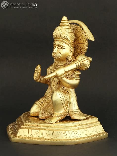 6 Lord Hanuman Blessing Figurine In Brass Exotic India Art
