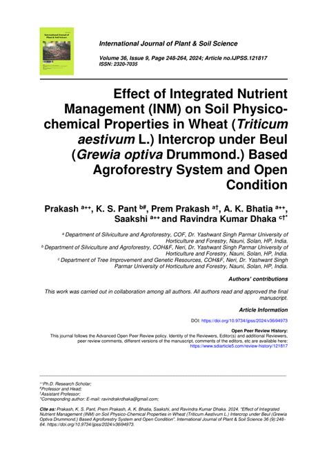 (PDF) Effect of Integrated Nutrient Management (INM) on Soil Physico-chemical Properties in ...