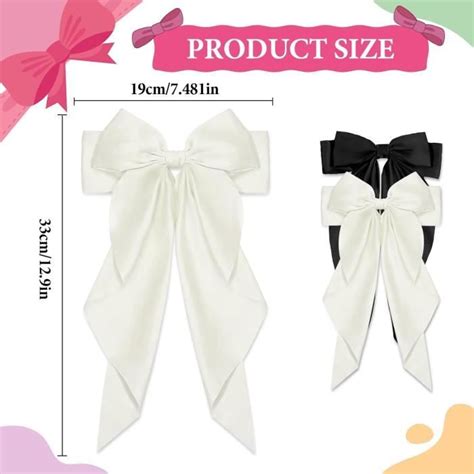 Pince À Cheveux Noeud 2Pcs Noeud Cheveux Barette En Satin Grands