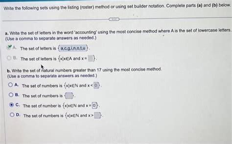 Solved Write The Following Sets Using The Listing Roster Chegg