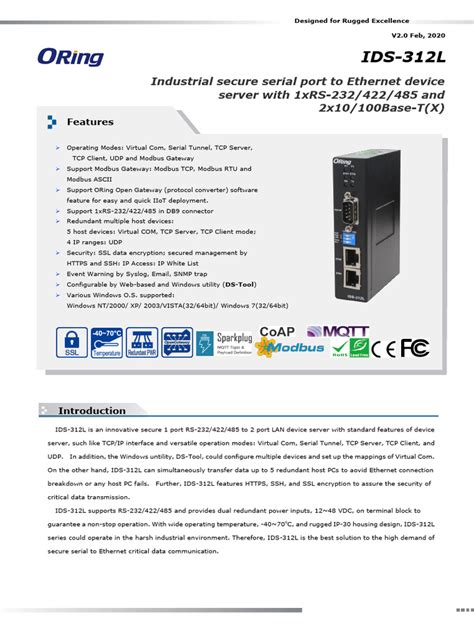 Industrial Secure Serial Port To Ethernet Device Pdf Transmission