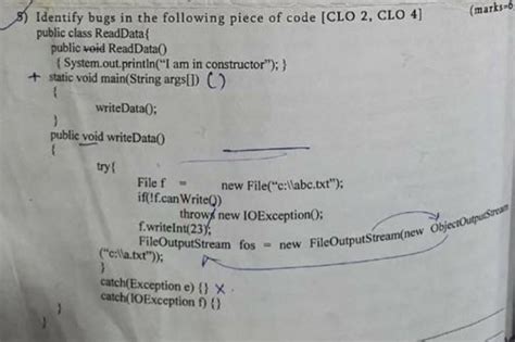 Solved 5 Identify Bugs In The Following Piece Of Code Clo
