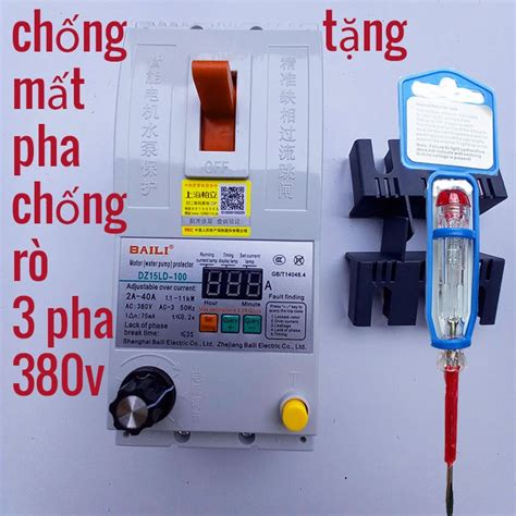Aptomat Chống Mất Pha Cb Chống Giật 3 Pha 40a 380v Attomat Thông Minh
