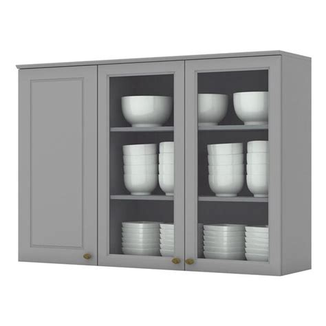 Armário Aéreo 3 Portas De Vidro 120cm Americana Móveis Henn Leroy