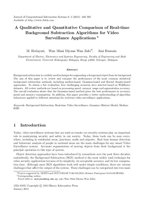 Pdf A Qualitative And Quantitative Comparison Of Real Time Background