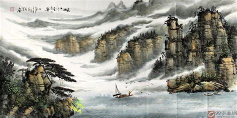 客厅山水画 写意山水画 99字画网