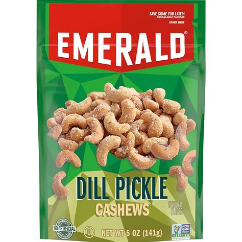 Emerald Nuts Dill Pickle Mmf7 Seasoned Cashews 5 Oz Resealable Bag
