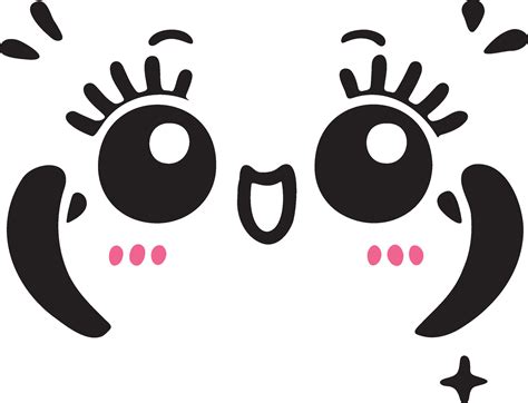 Cute Kawaii Face Expressions In Cartoon Face Set Featuring Playful And