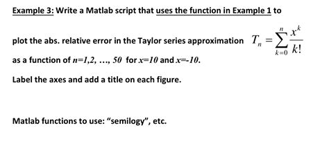 Solved Example Write A Matlab Script That Uses The Chegg Com
