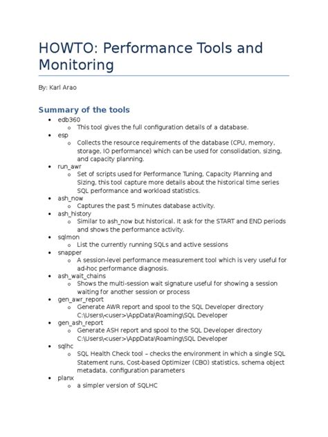performance tools and monitoring pdf databases computer architecture