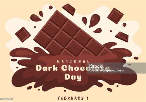 2월 1일 세계 다크 초콜릿의 날 Choco가 평면 스타일 만화 손으로 그린 템플릿 일러스트레이션으로 가져오는 건강과 행복을