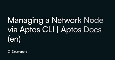 Managing A Network Node Via Aptos Cli Aptos Docs En