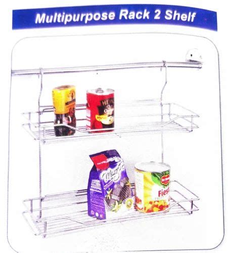Polished Stainless Steel 2 Shelf Multi Purpose Rack Wall Mount At