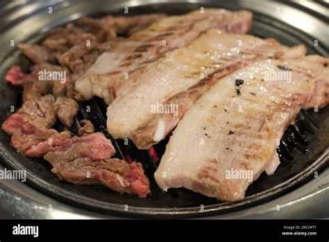 Barbecue Pork And Samgyeopsal Grilled Pork Belly Korean Style Food