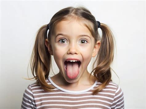 Premium Photo A Girl Making A Teasing Expression With Her Tongue Out