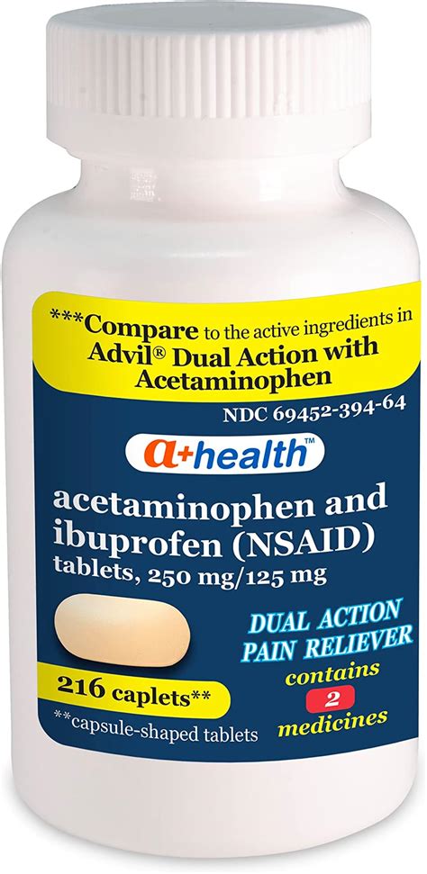 Amazon Motrin Dual Action With Tylenol Pain Reliever Ibuprofen Acetaminophen Two
