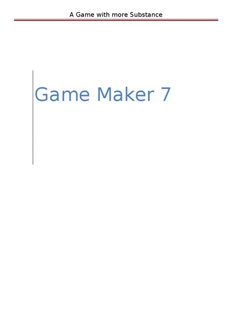 Game Maker 7 A Game With More Substance Pdf Leisure