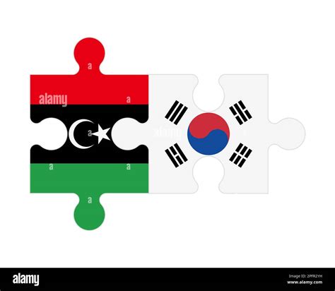 Connected Puzzle Of Flags Of Libya And South Korea Vector Stock Vector Image Art Alamy