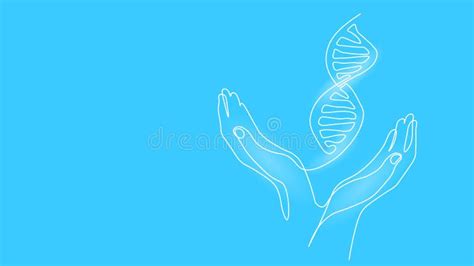 One Line Continuous Dna Code Helix Symbol Concept Silhouette Of