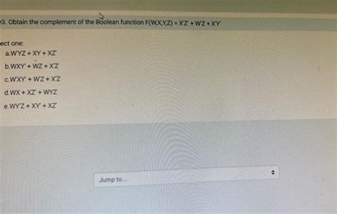 Solved 3 Obtain The Complement Of The Boolean Function