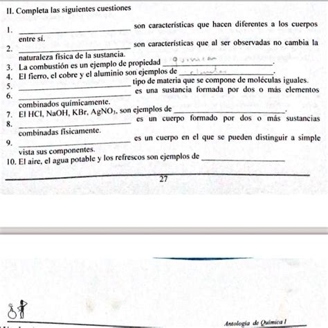 Solved Las Palabras Que Son Ayudaaaa Il Completa Las Siguientes Cuestiones Son