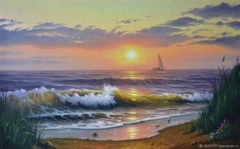 Авторская картина маслом «Рассвет над Азовским морем 45 70см в интернет магазине на Ярмарке