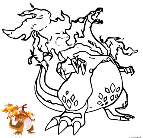 Coloriage Dracaufeu Gigamax Gigantamax Charizard Avec Dessin Modele Couleur à Imprimer Pokemon