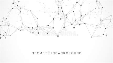 Geometric Abstract Background With Connected Lines And Dots Wave Flow Molecule And