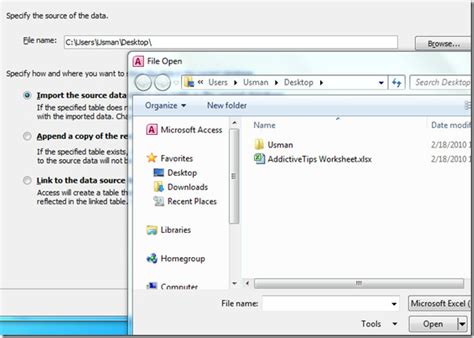 access 2010 import worksheet from excel 2010