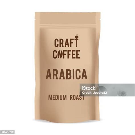 牛皮紙食物袋包裝的工藝咖啡現實的向量模型範本向量包裝設計向量圖形及更多包裝品圖片 包裝品 包裹 咖啡 飲品 Istock