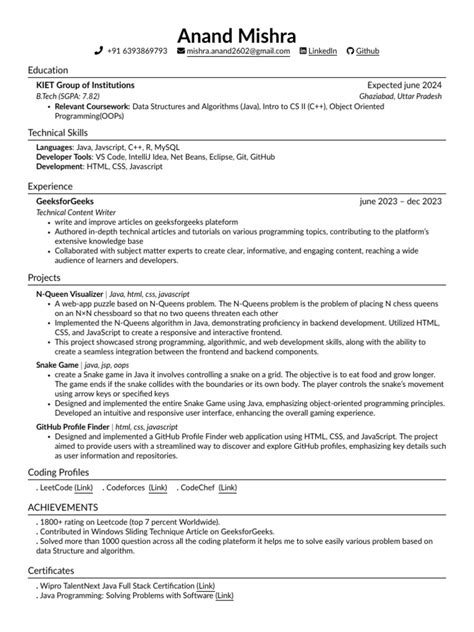 Sweresumetemplate2 Pdf Computer Programming Java Programming Language