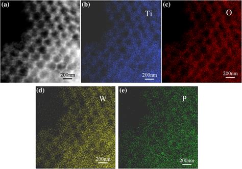 STEM EDX Elemental Mapping Of A Meso Macroporous HPW TiO2 B Ti C O D