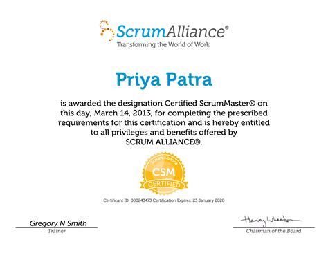Certified Scrum Master Certificate Ppt