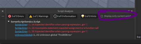 Ability To Save Display Only Current Script For Script Analysis