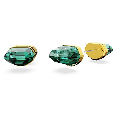 Lucent Stud Earrings Green Gold Tone Plated Swarovski