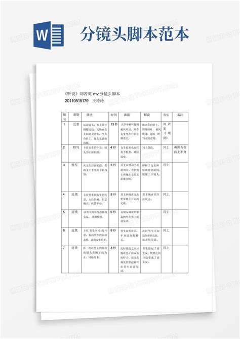 分镜头脚本范本word模板下载编号qmkxpyov熊猫办公
