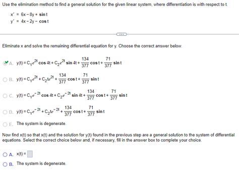 Solved Use The Elimination Method To Find A General Solution Chegg