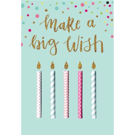 Make A Big Wish Candles Embellished Birthday Greeting Card Autograph